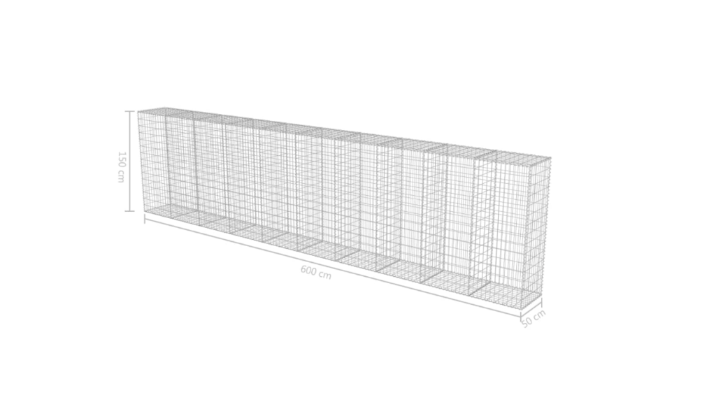 Mur à gabion avec couvercles Acier galvanisé 600 x 50 x 150 cm - SAS ...